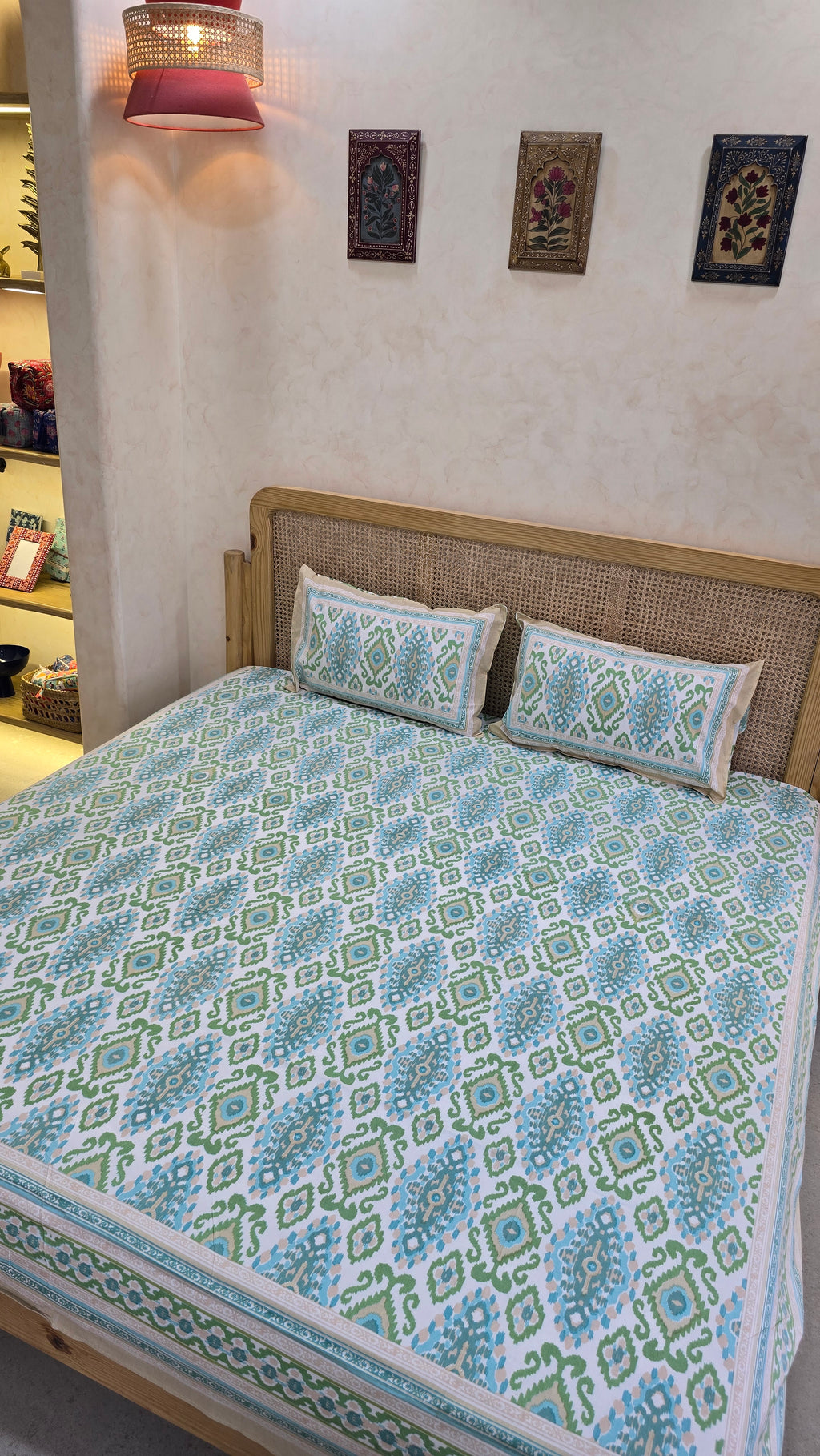 IKKAT SHALIMAR BEDSHEET WITH TWO REVERSIBLE PILLOW COVERS